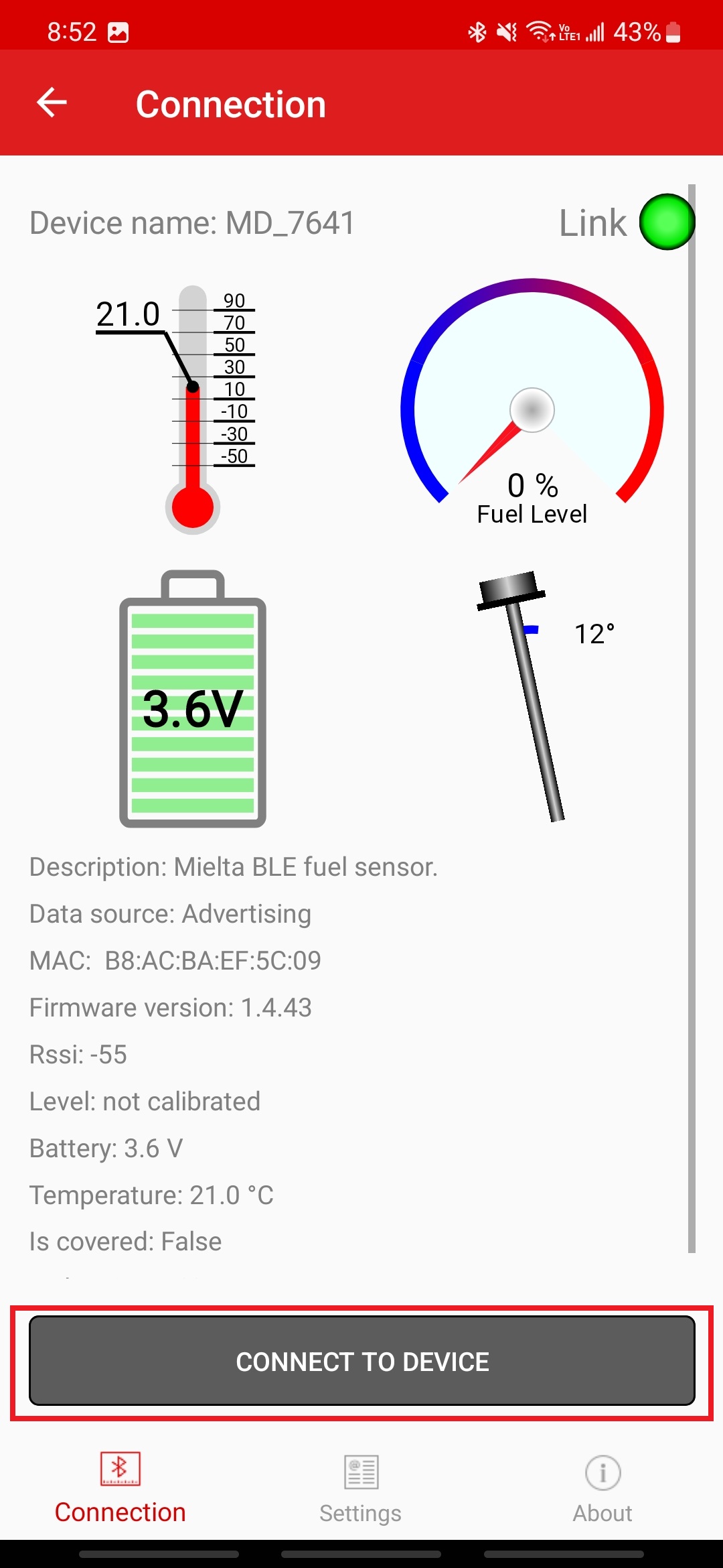 Sensor de combustible bluetooth Mielta Fantom - Centro de Recursos